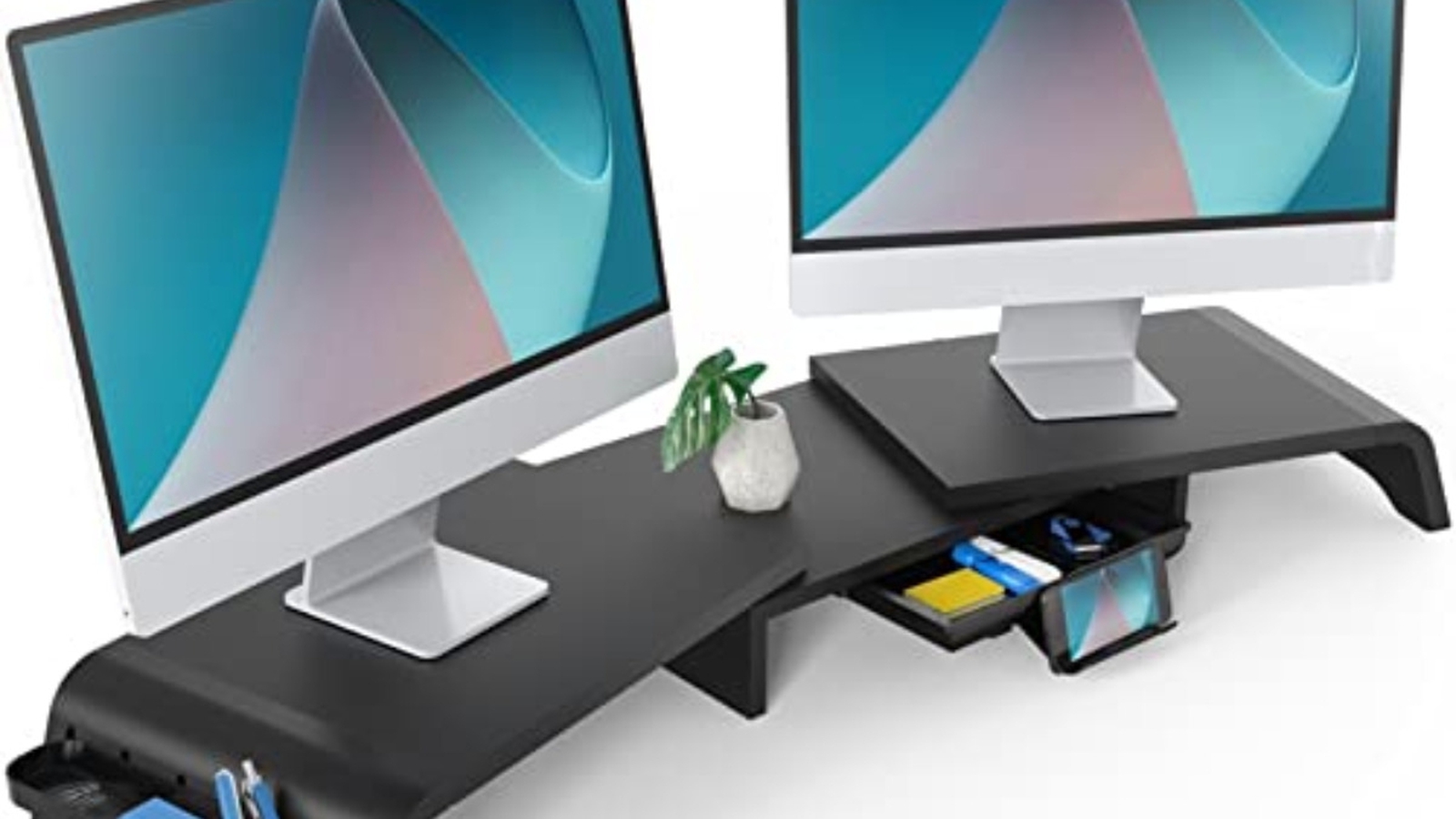 FENGE Dual Monitor Stand with Drawer