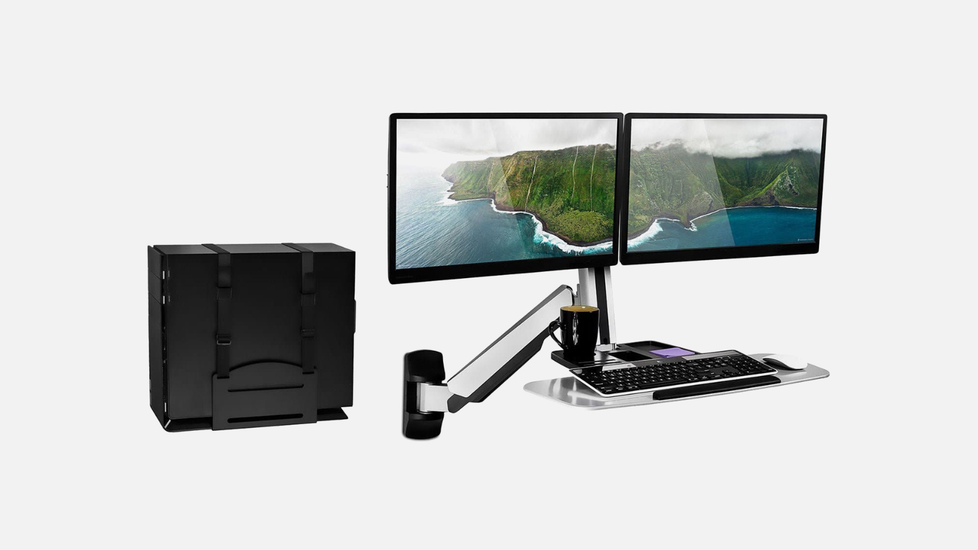 Mount-lt! Wall Mounted Dual Monitor Workstation