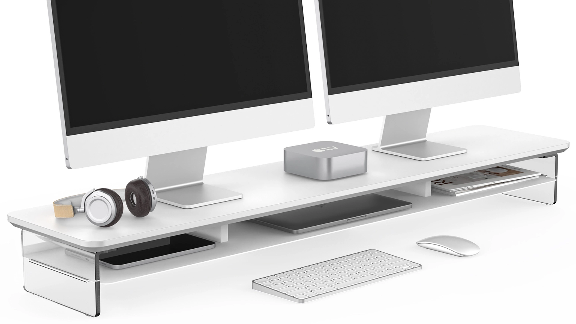 FENGE Acrylic Monitor Stand Riser with metal storage