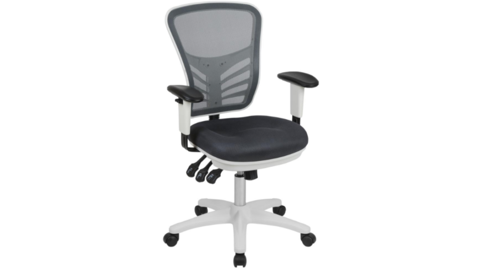 Mid-Back Office Chair with Adjustable Arms and White Frame