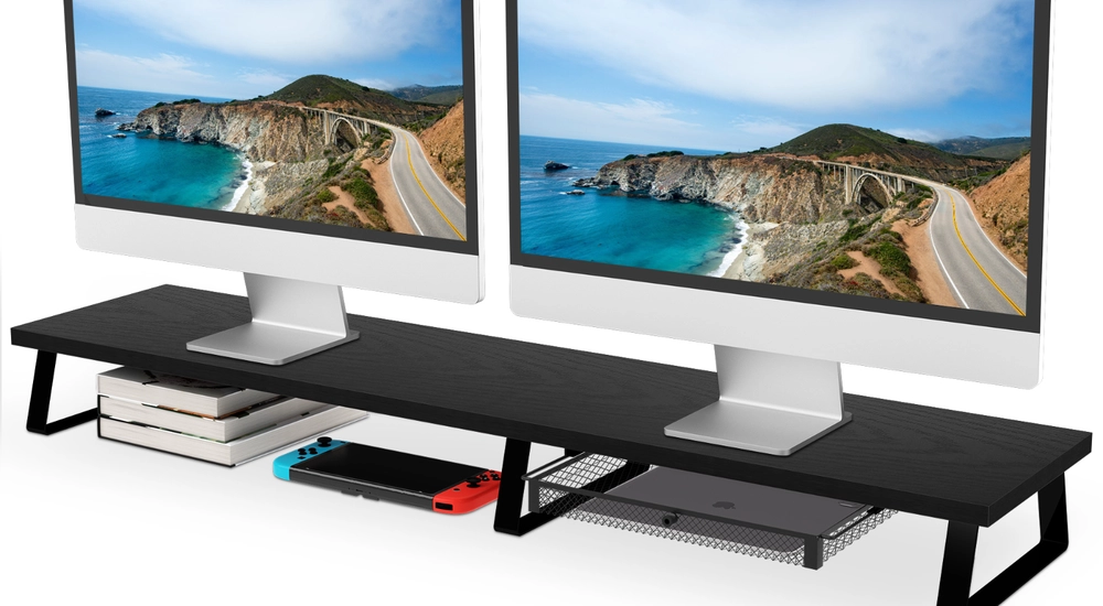 AOTHIA Large Dual Monitor Stand Riser with Drawer