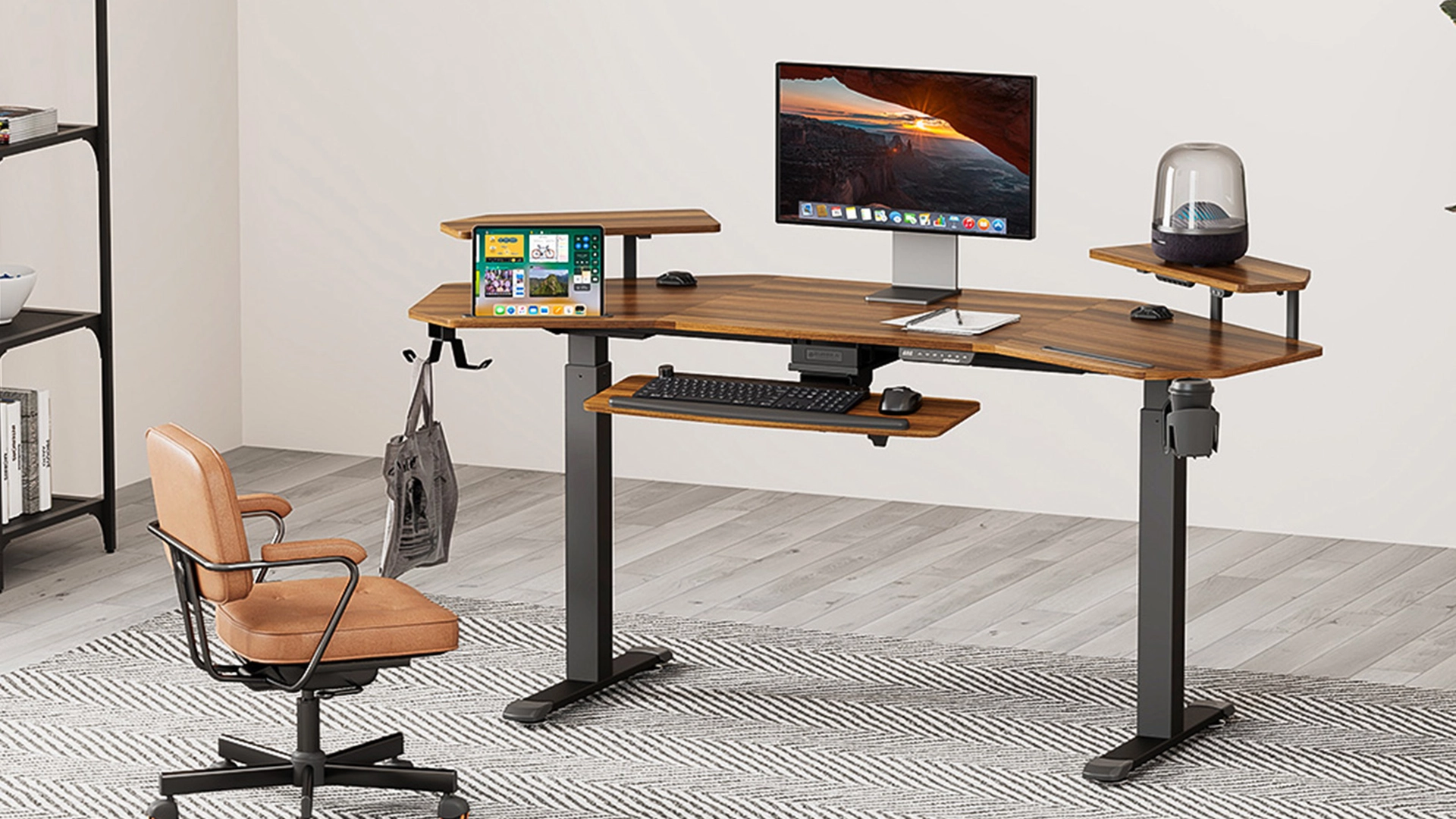 EUREKA ERGONOMIC AED 72" Standing Desk with Keyboard Tray, Walnut