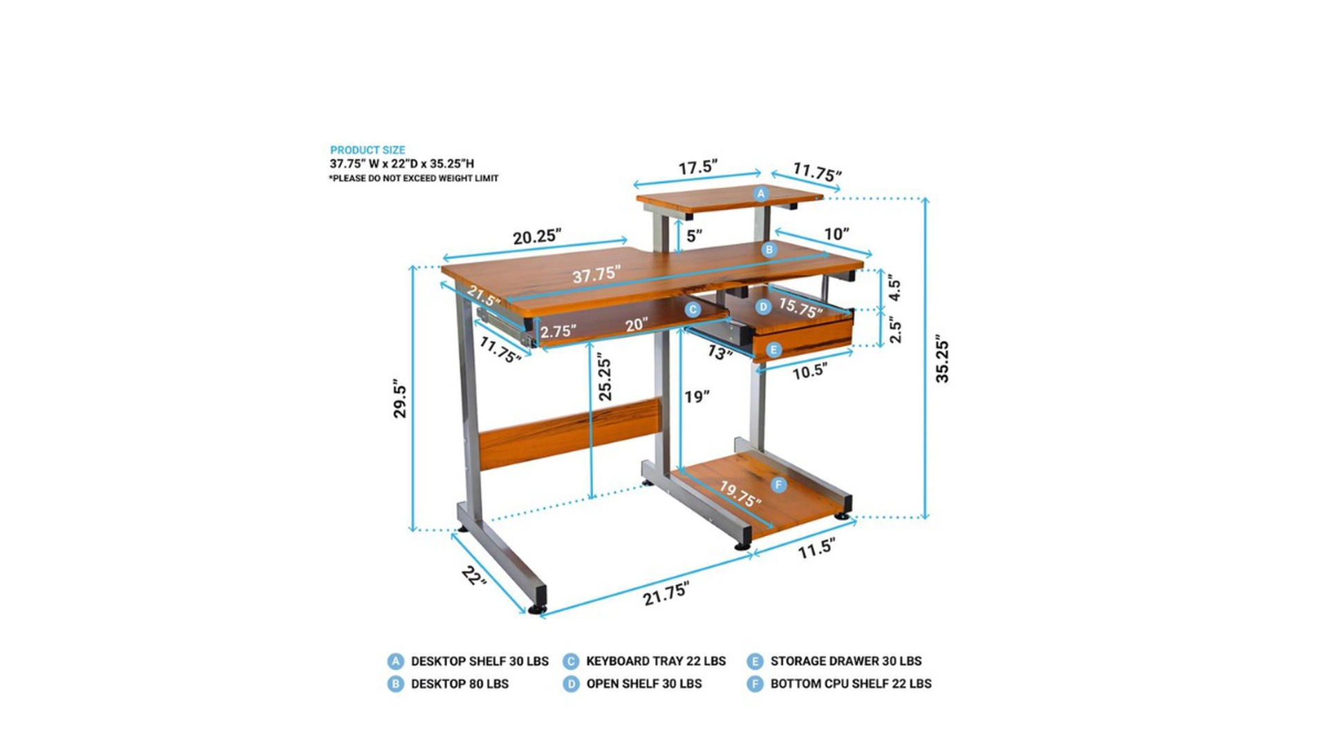 Trio Supply House Computer Workstation Desk: Woodgrain