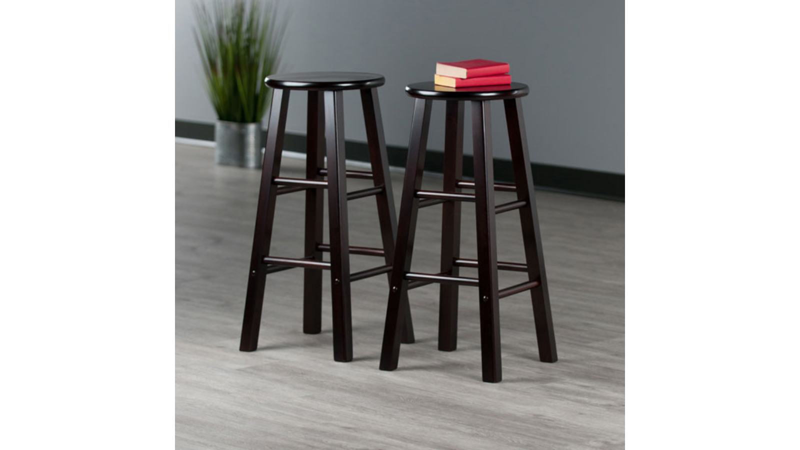 2-Pc Square Leg Bar Stool Set, Espresso