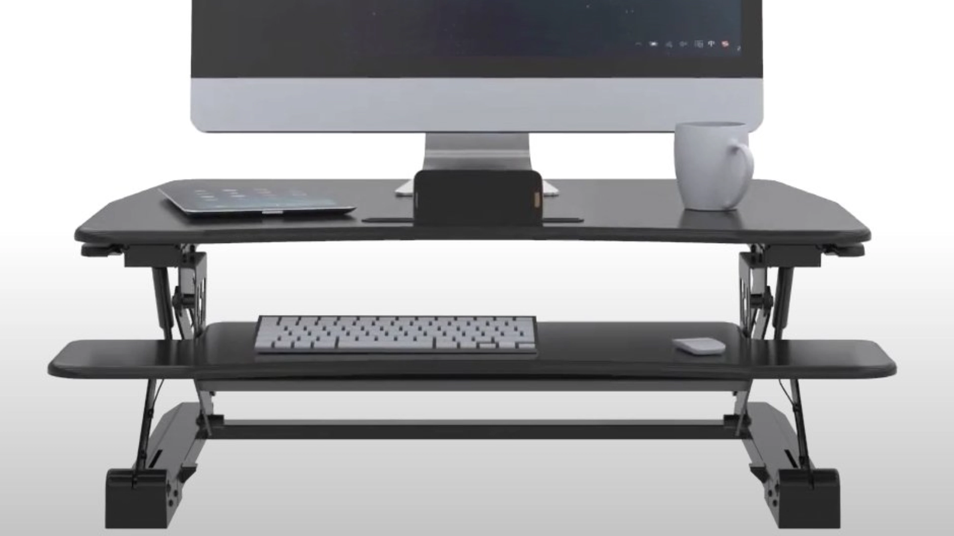 Extra Depth Desk Top Sit/Stand Riser and Keyboard Tray