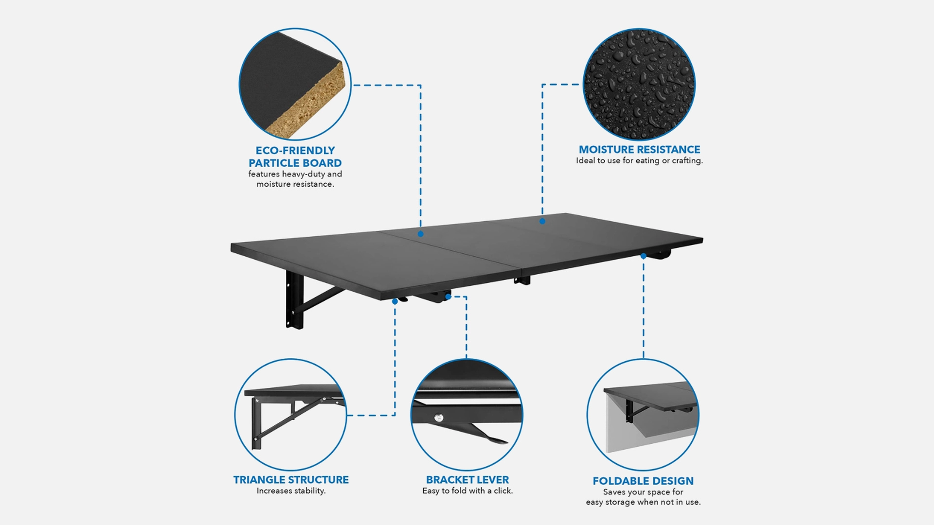 Mount-It! Wall Mounted Drop Leaf Table / Workbench