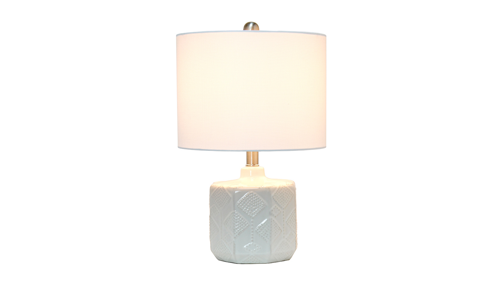 19" Bohemian Ceramic Eyelet Pattern Floral Textured Bedside Table Lamp