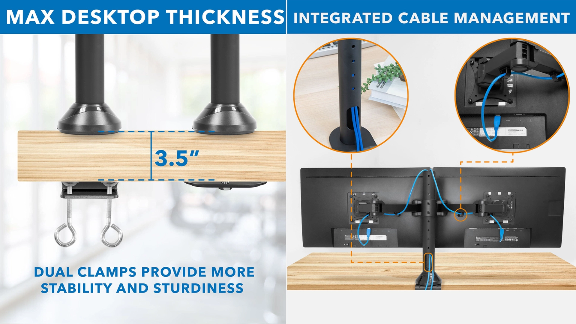 Mount-It! Dual Monitor Desk Mount for 13-27 Inch Screens