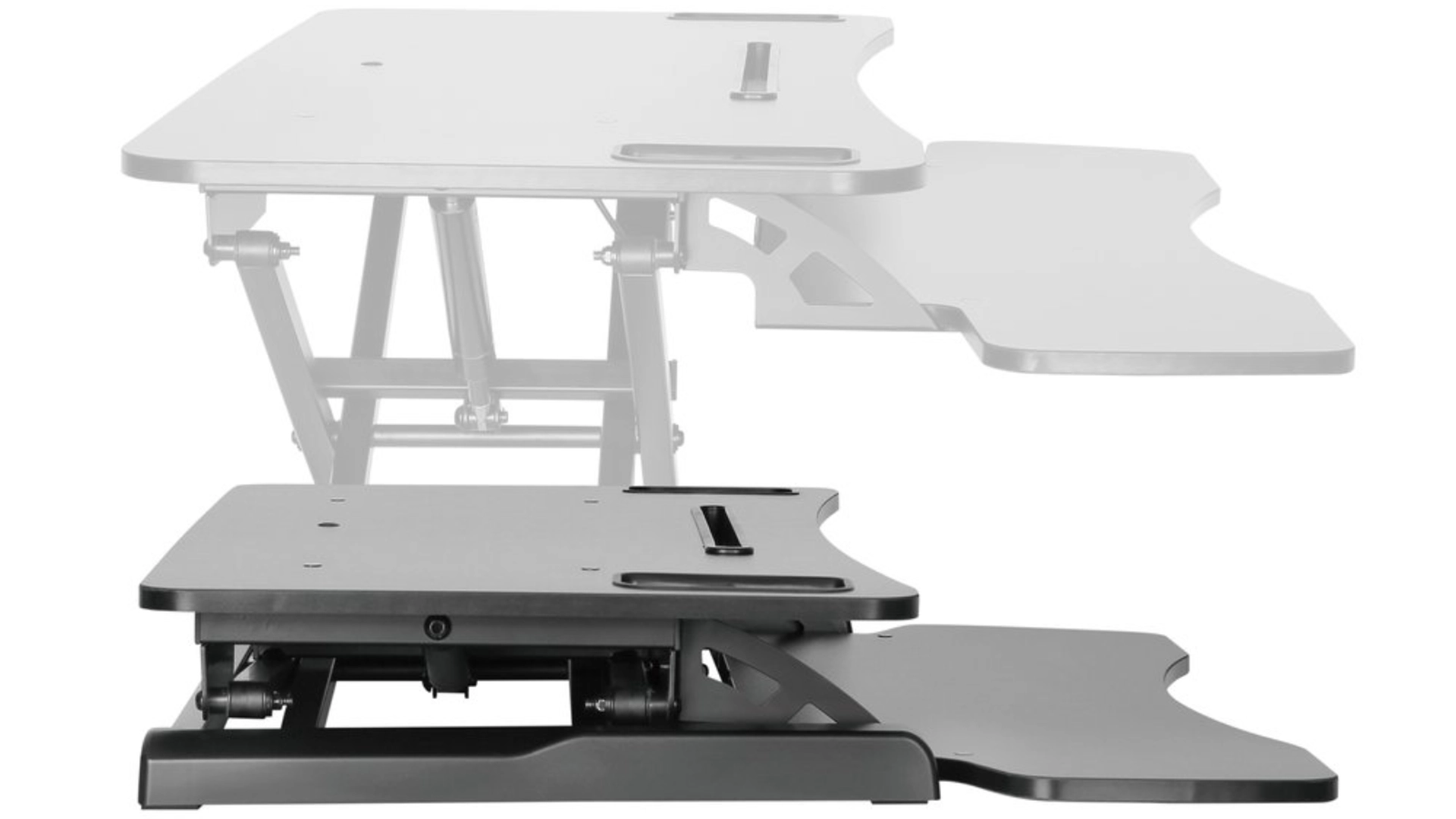 Desk Top Pneumatic Sit/Stand Riser and Keyboard Tray