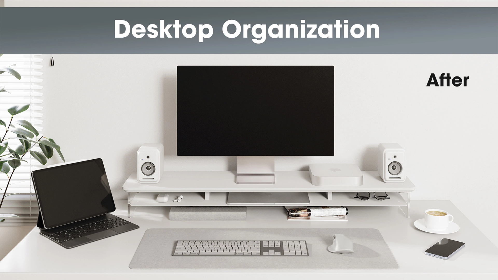 FENGE Acrylic Monitor Stand Riser with metal storage