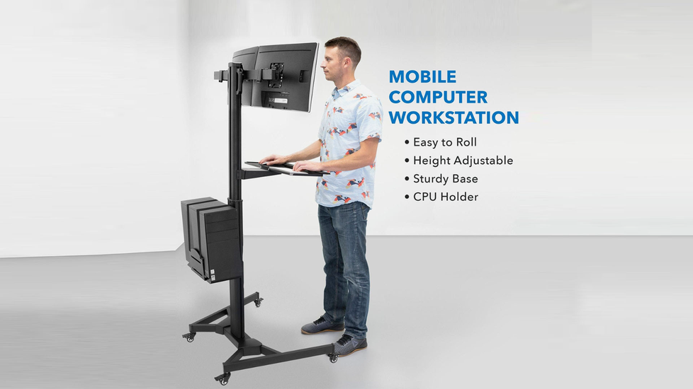 Mount-It! Mobile PC Workstation for Dual Monitors