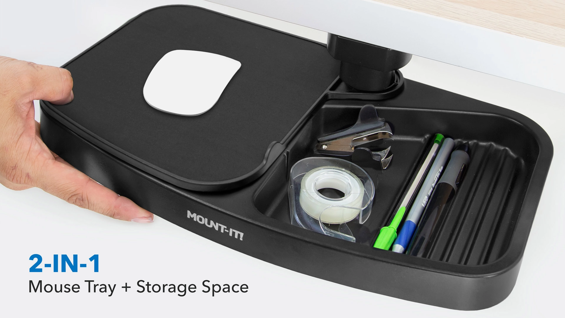 Mount-it! Under Desk Swivel Storage Tray with Mouse Pad
