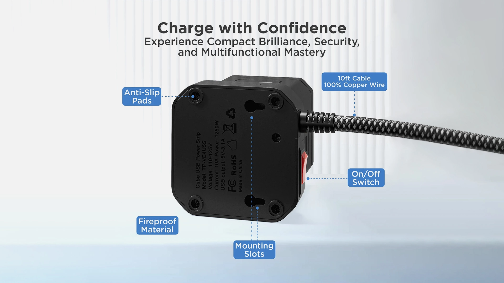 Usb Cube Strip Surge Protected 9 Devices