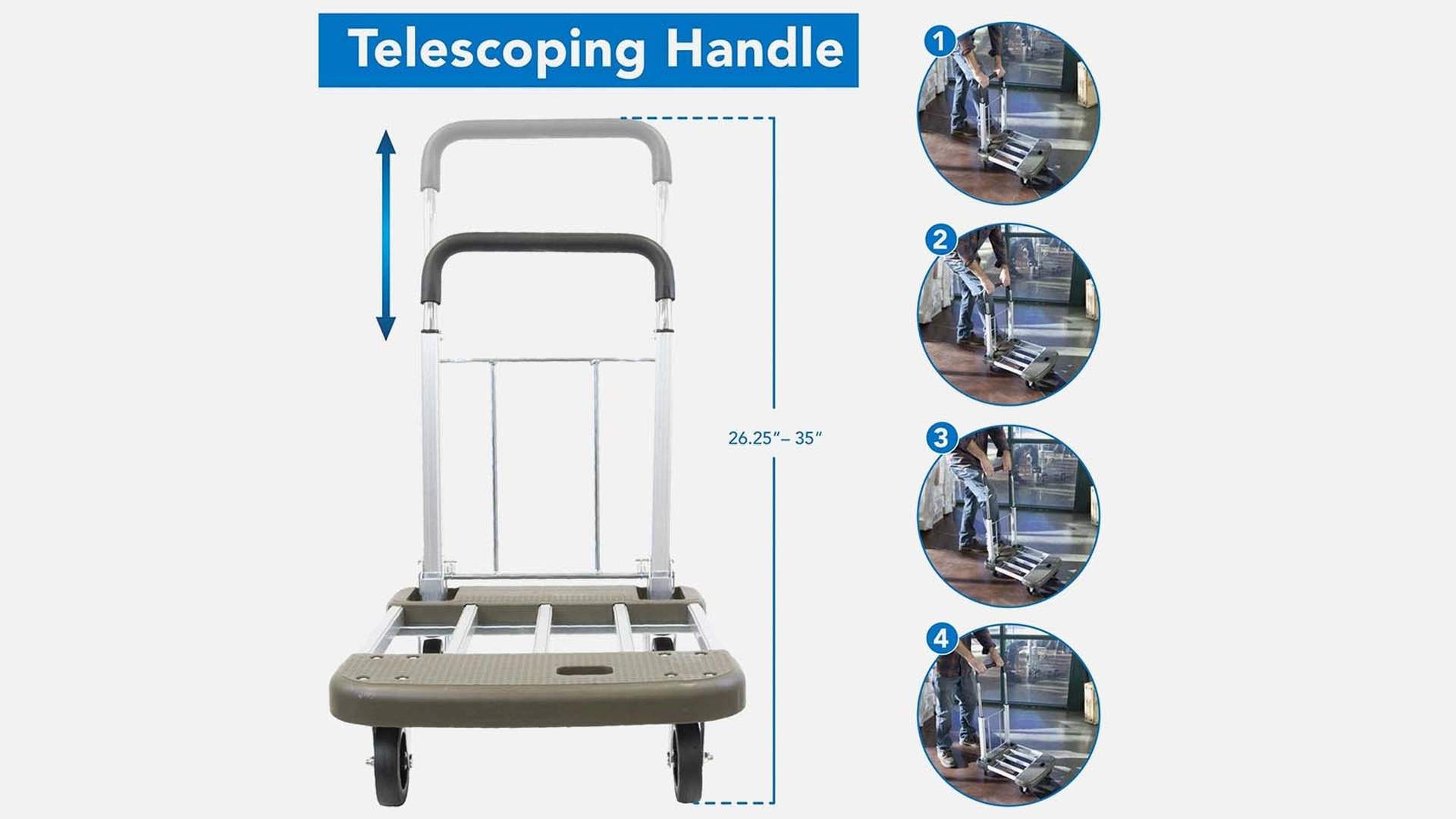 Mount-It! Heavy Duty Folding Platform Hand Truck with Expandable Base