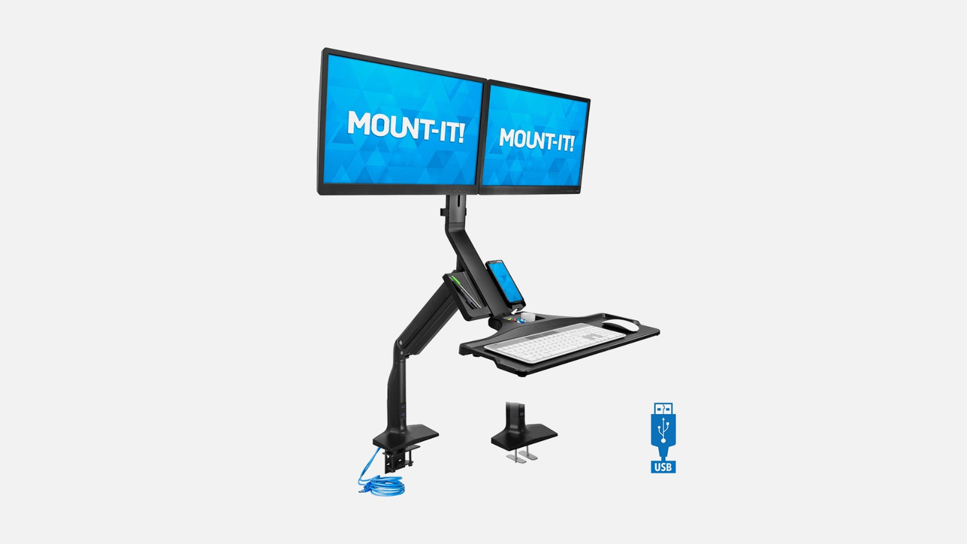 Mount-It! Dual Monitor Wall Mount Workstation