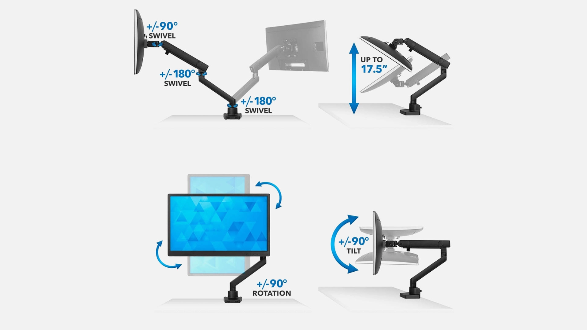 Mount-It! Single Monitor Desk Mount: Fits 17" - 32" Monitors
