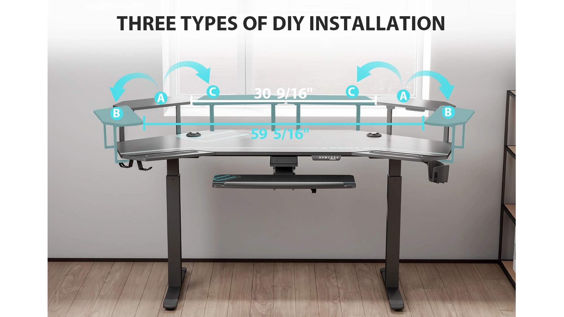 Eureka Electric Standing Desk With Monitor Stand and Keyboard Tray
