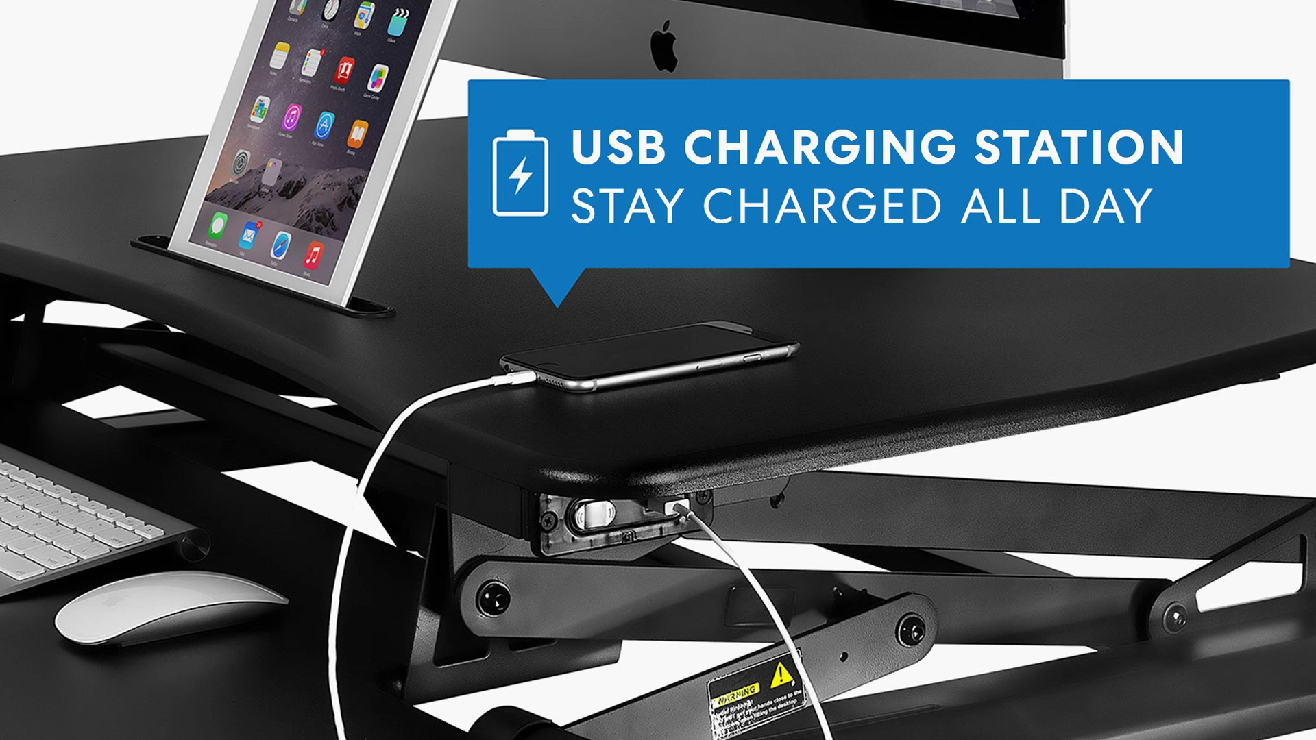 Mount-It! Electric Desk Converter with Built In USB Port