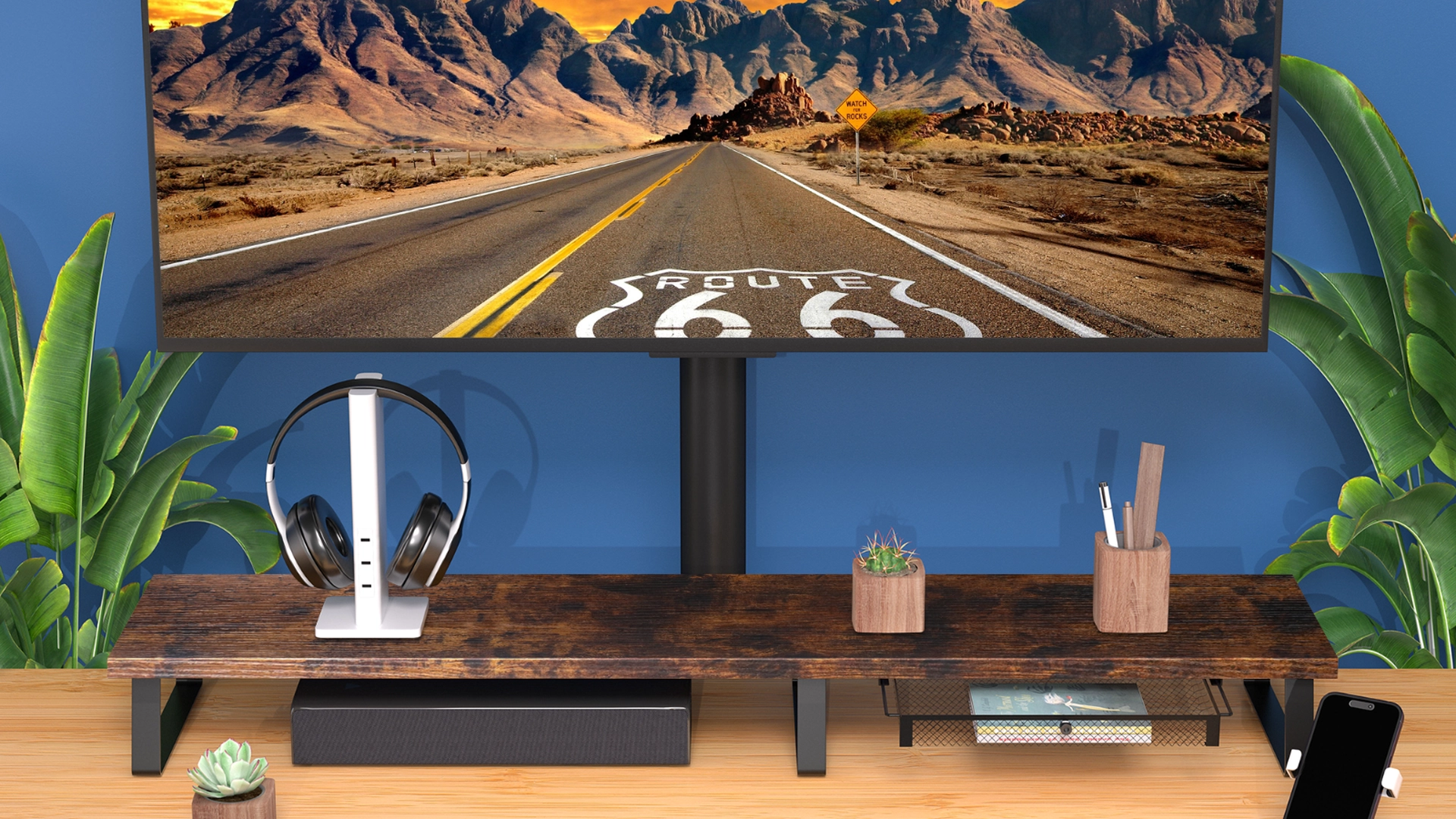 AOTHIA Large Dual Monitor Stand Riser with Drawer