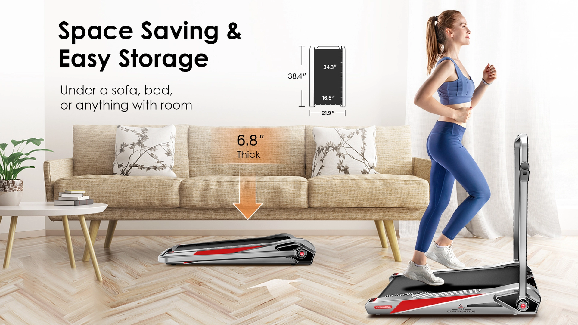 Egofit Foldable Walkingpad Under Desk Treadmill for Home & Office