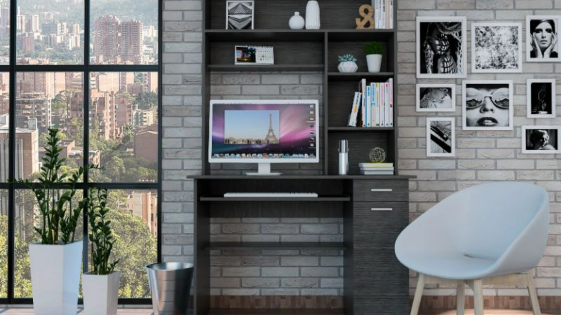 Weston Two Computer Desk with Hutch