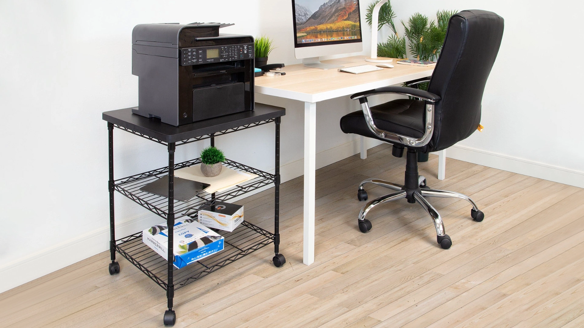 Mount-It! Three-Tier Large Printer Cart with Wheels