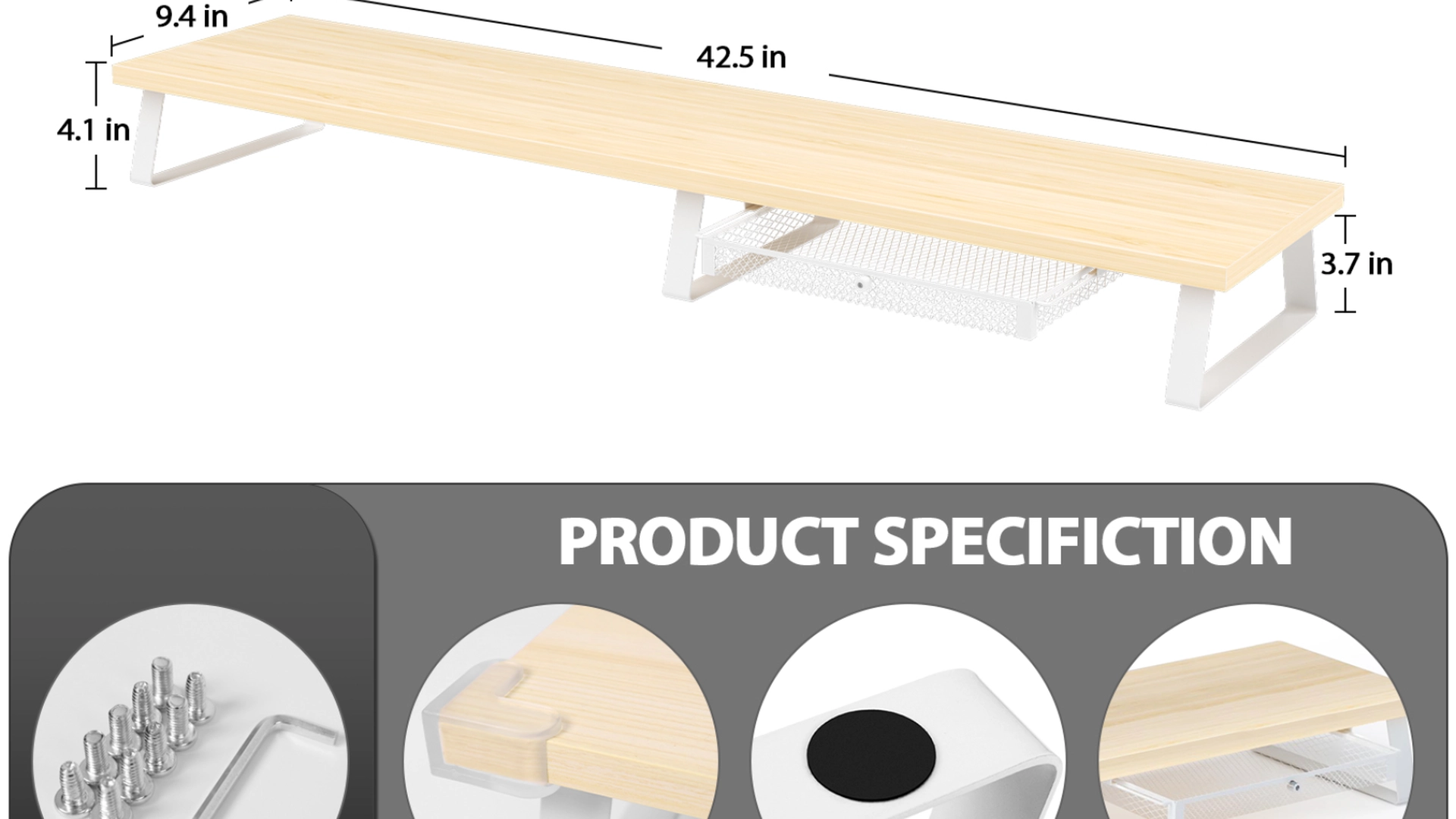 Aothia Dual Monitor Stand Riser with Drawer