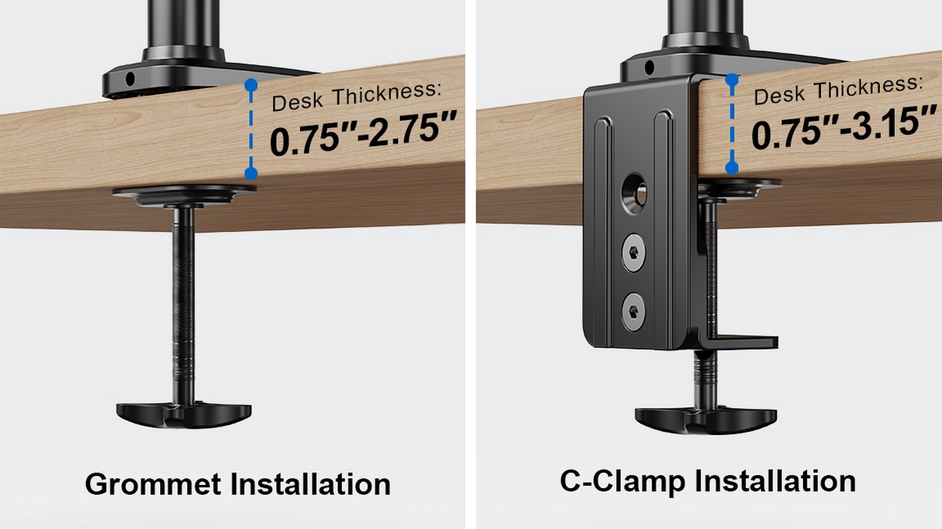 Gas Spring Desk Mount for Triple Monitors 13" to 32"