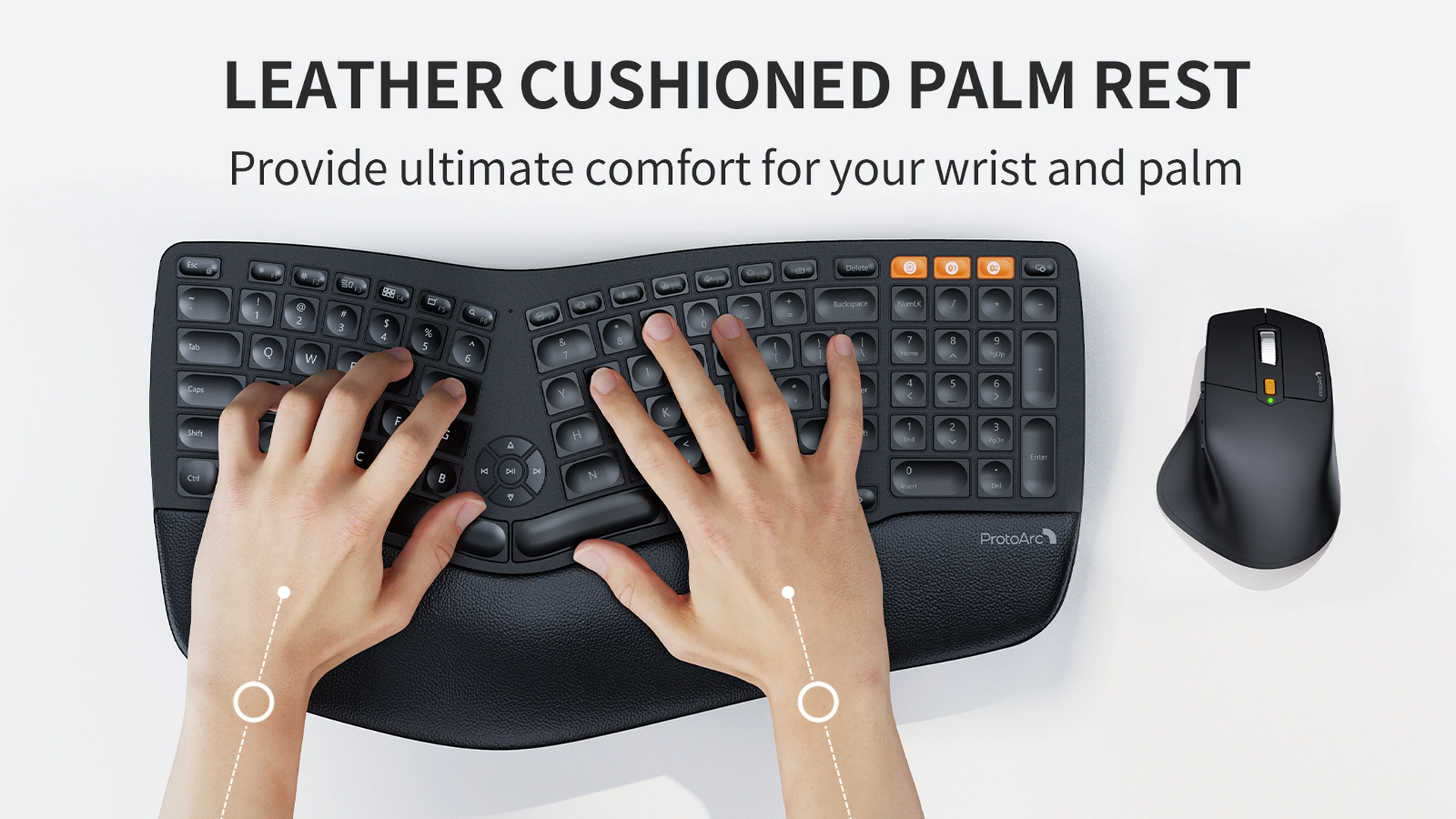 ProtoArc EKM01 Ergonomic Split Wireless Keyboard Mouse Combo