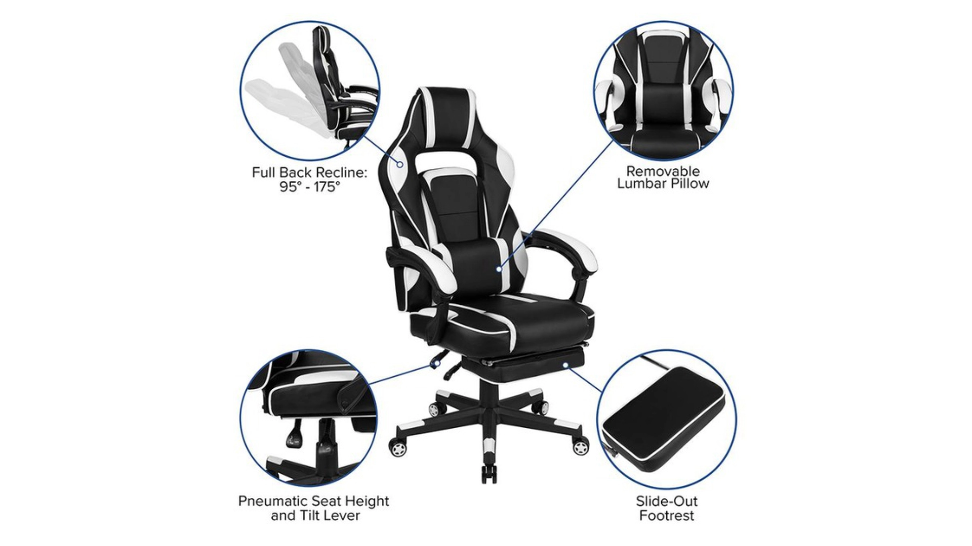 Gaming Chair, Office Chair, With Fully Reclining Back/Arms, Slide-Out
