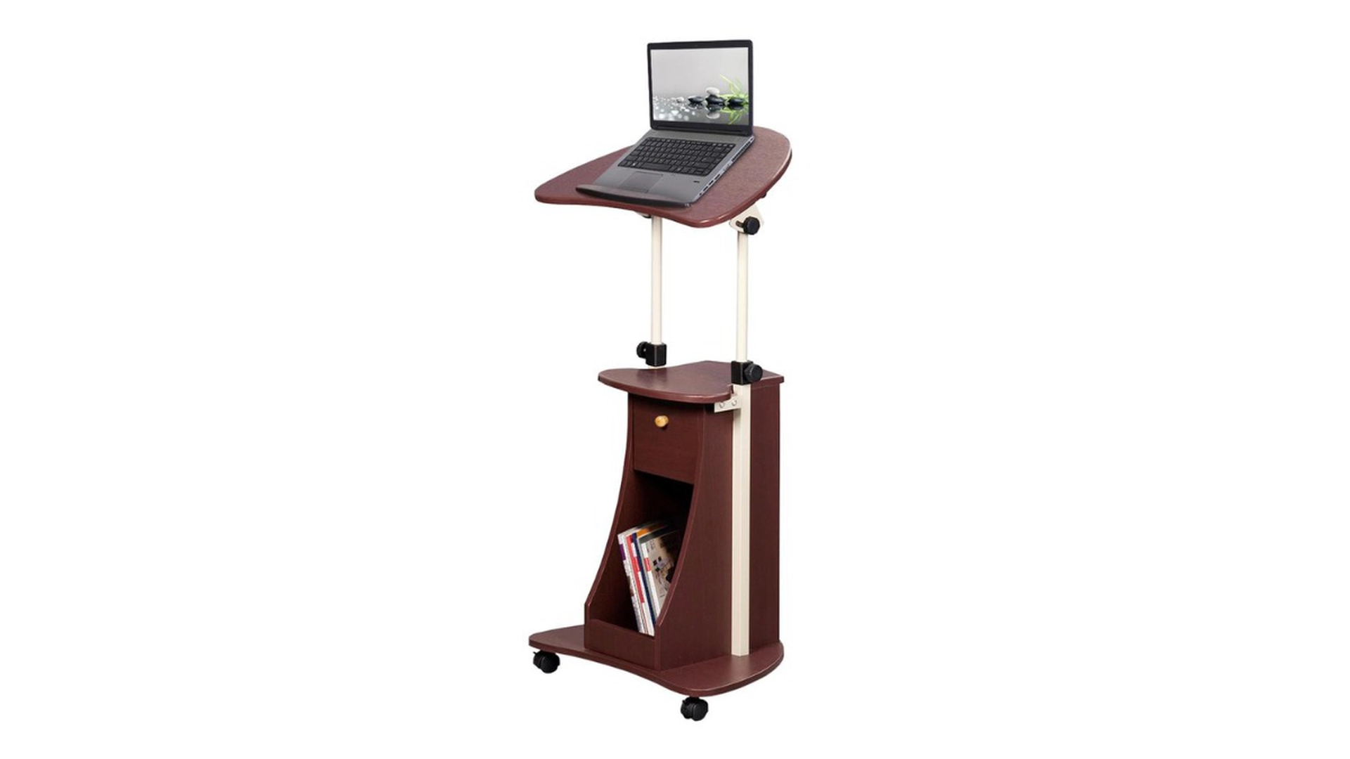 Rolling Adjustable Laptop Cart With Storage