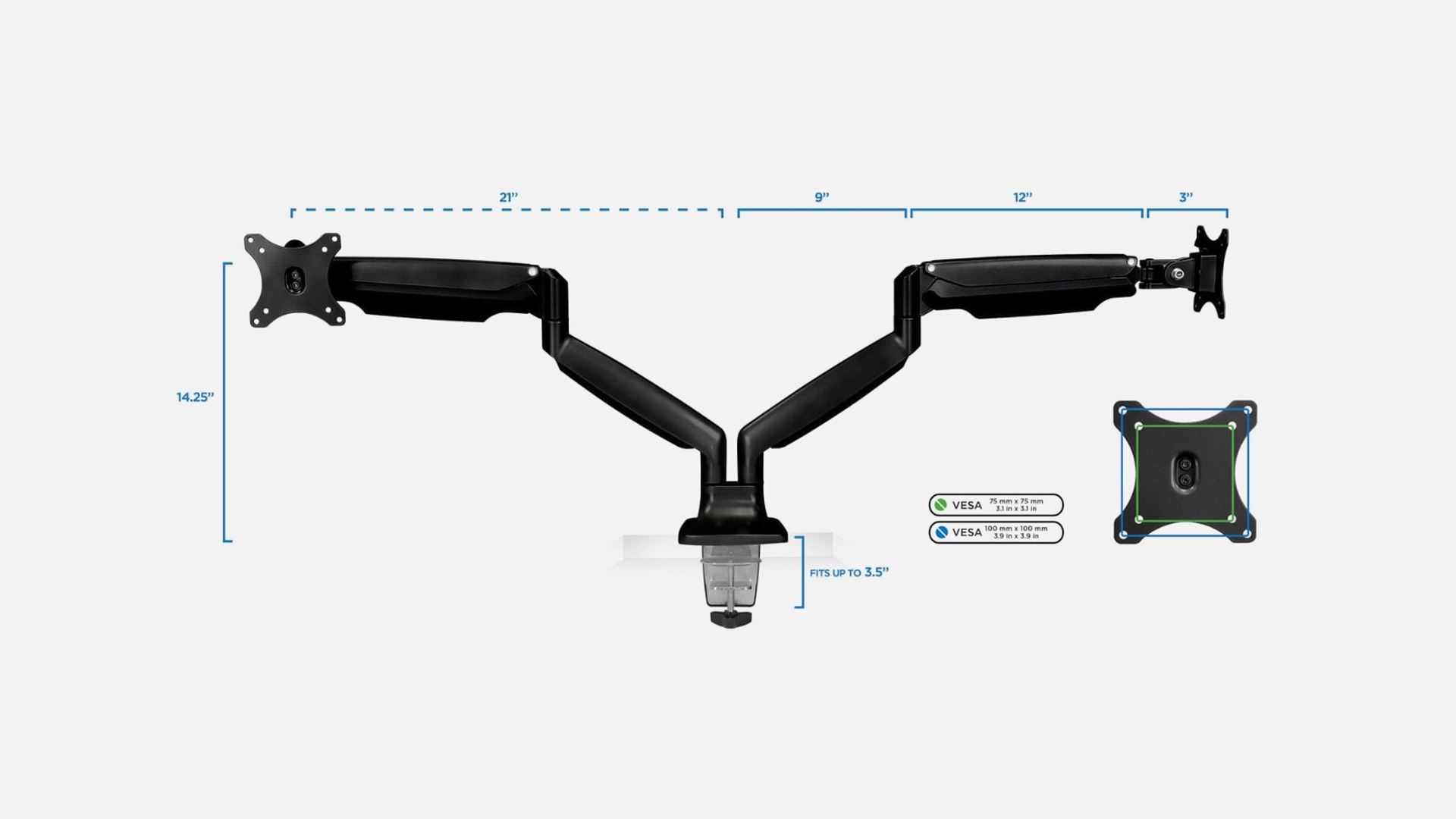 Mount-It! Dual Monitor Mount With Gas Spring Arms
