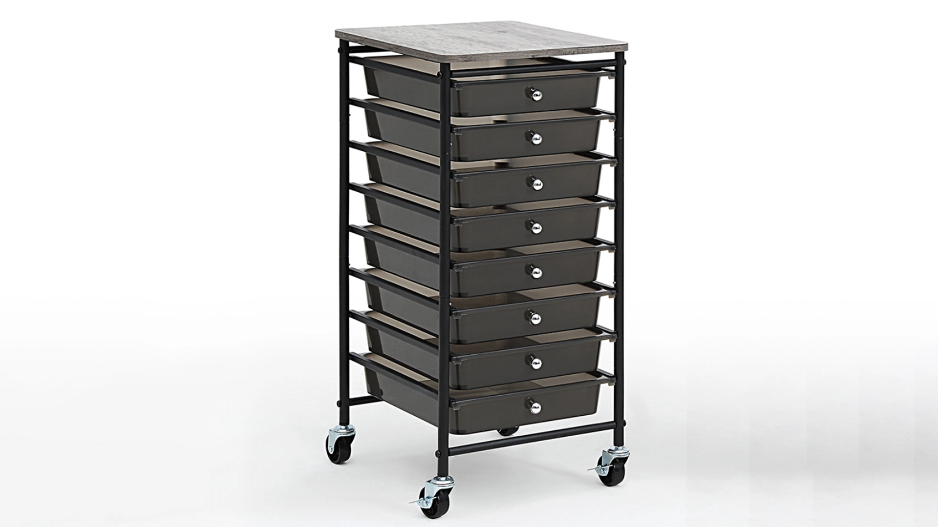 Wooden Top Rolling Storage 8 Drawers Organizer Utility Cart