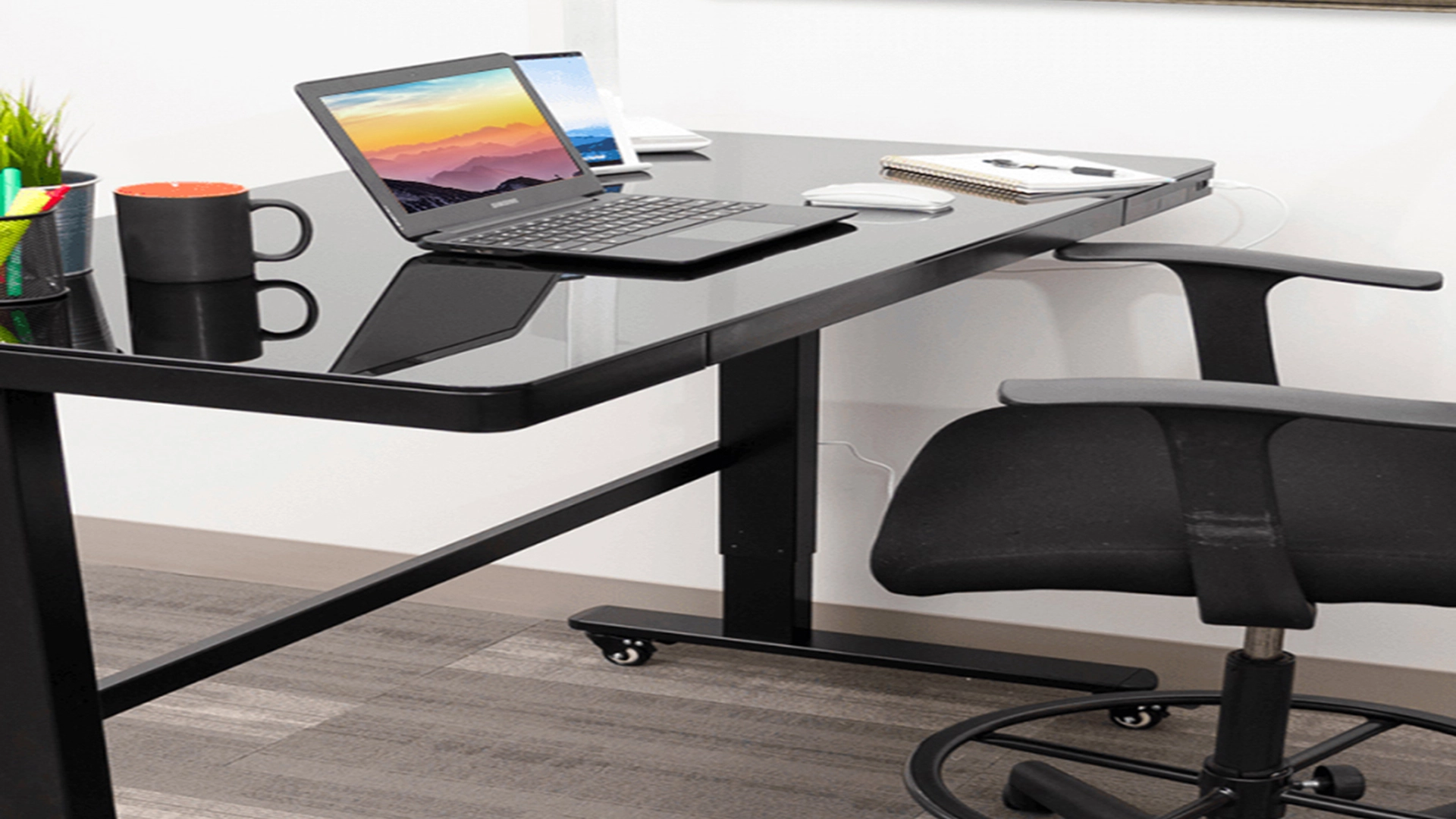 Rise Up Glass Electric Standing Desk 23.7x 45.3” glass desktop