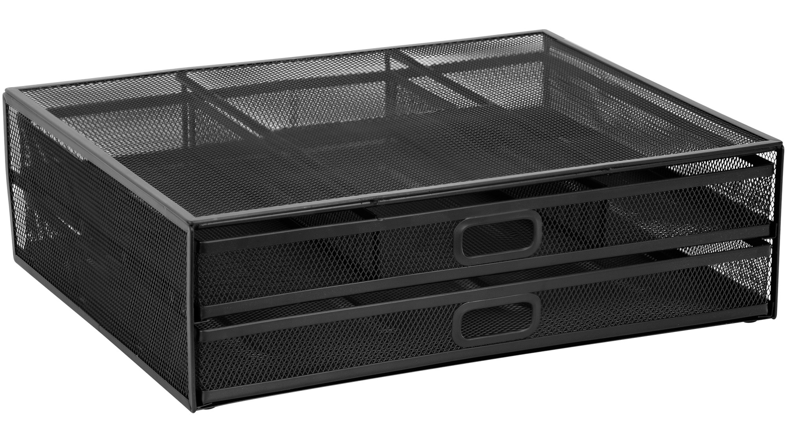 Mount-It! Black Mesh Computer Monitor Stand W/ Two Drawers