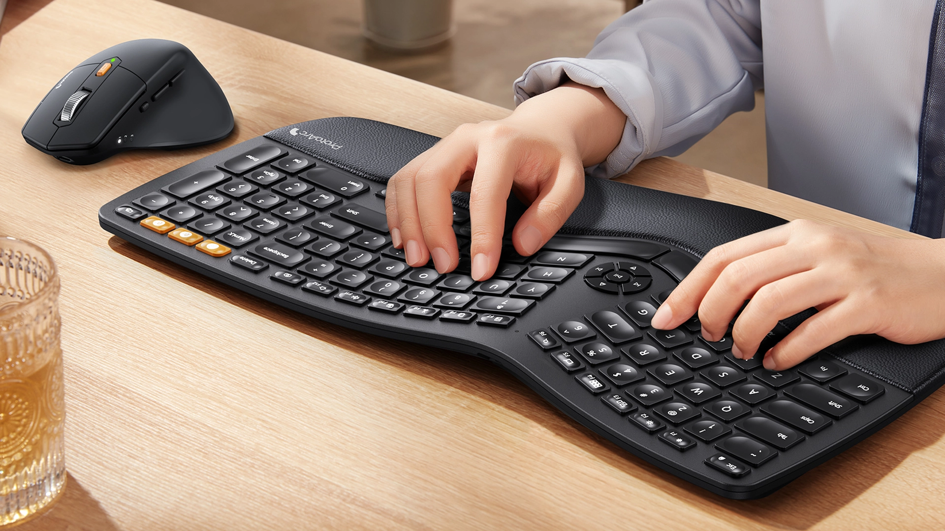ProtoArc EKM01 Ergonomic Split Wireless Keyboard Mouse Combo