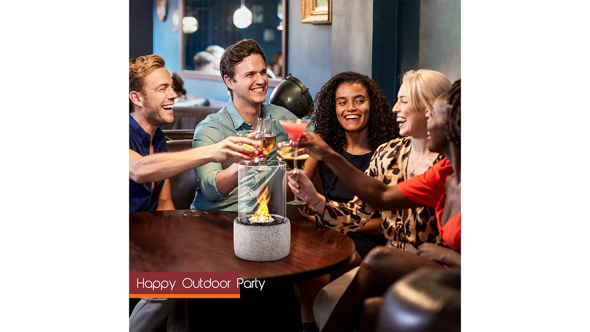 Portable Tabletop Fire Pit with Windproof Glass - Sturdy and Safe