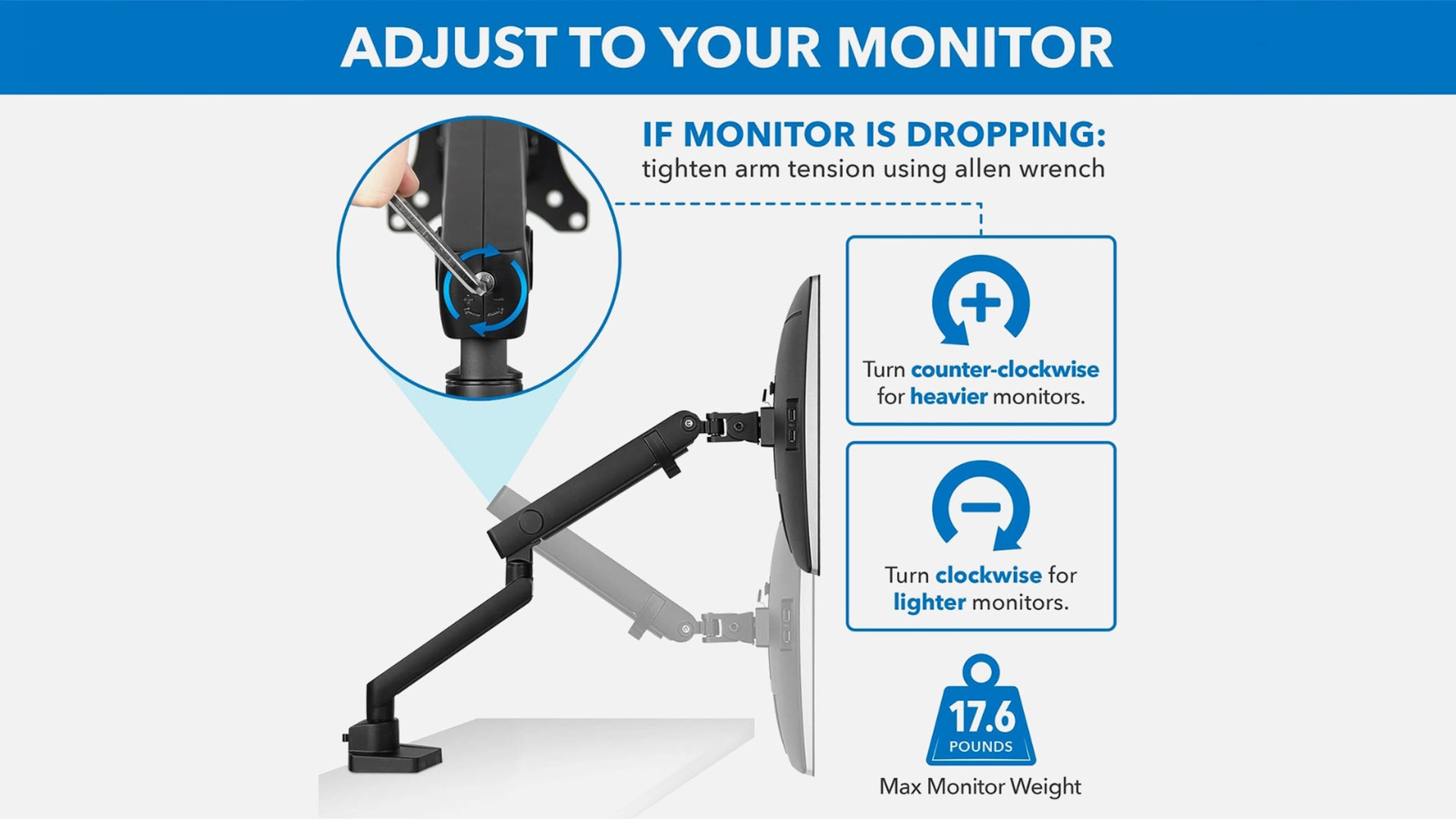 Mount-It! Single Monitor Desk Mount: Fits 17" - 32" Monitors