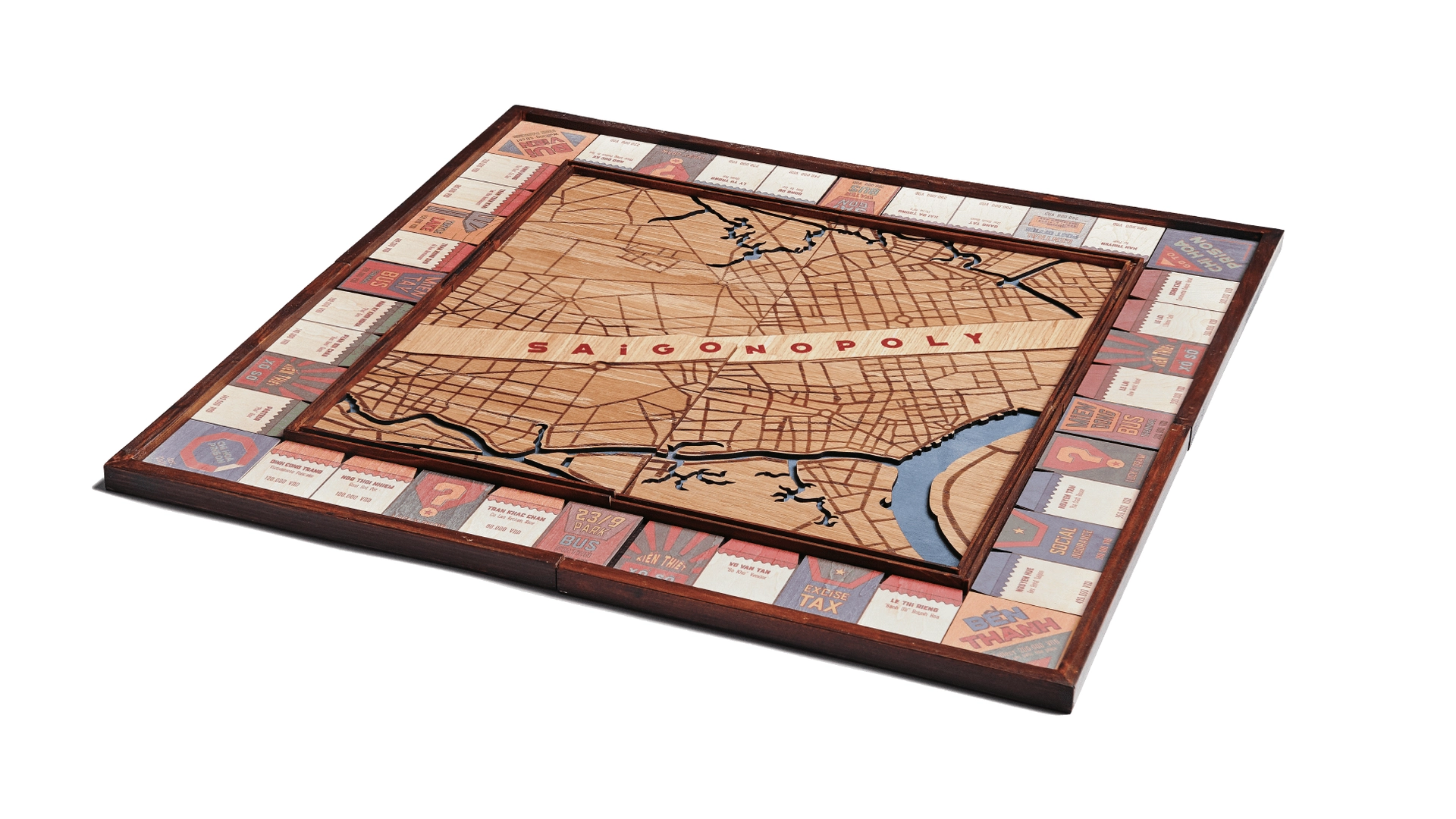 Maztermind Saigonopoly: Magnet Compact Wood Monopoly Board Game