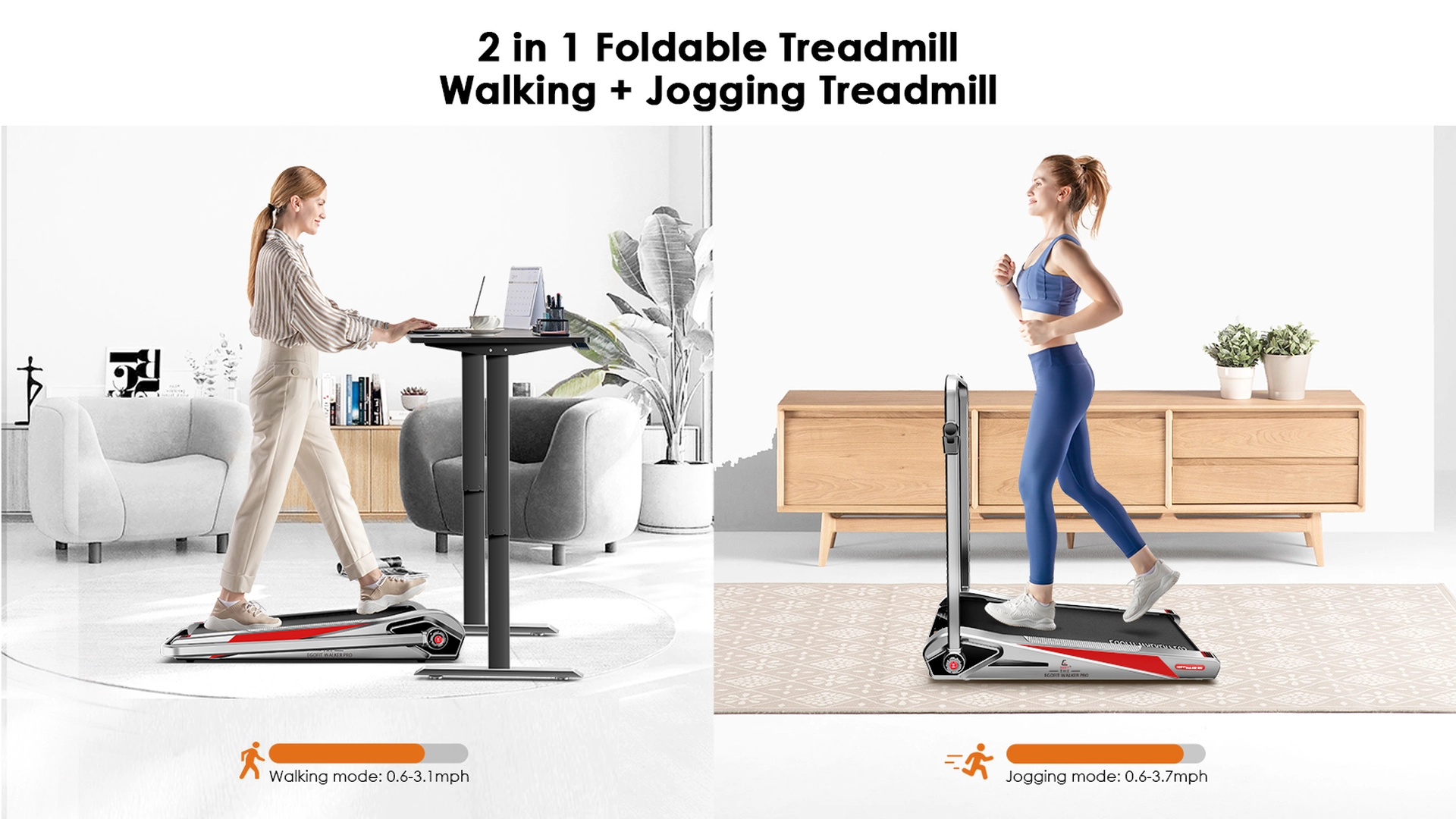 Egofit Foldable Walkingpad Under Desk Treadmill for Home & Office