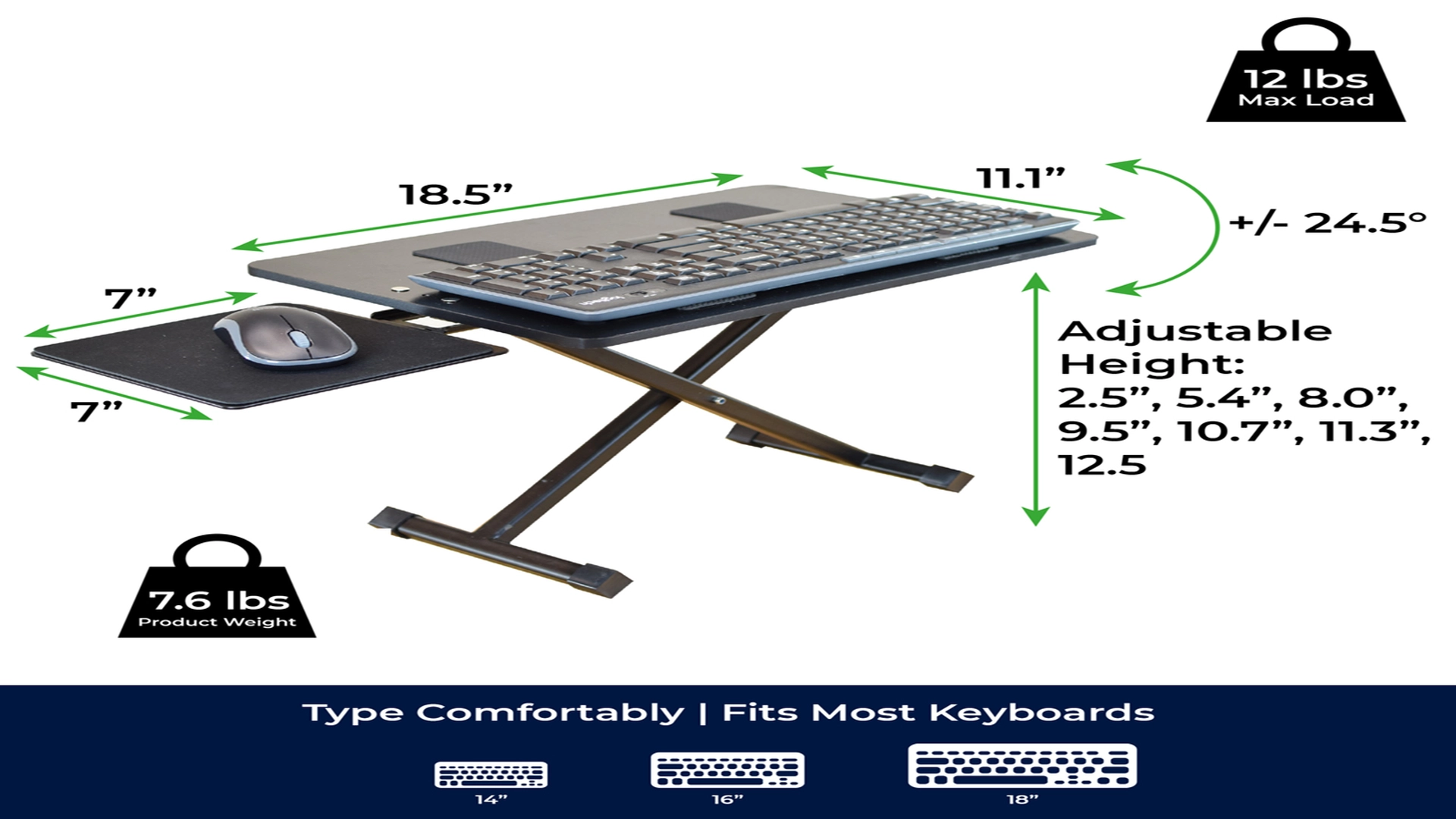 KT3 Computer Keyboard Stand for Desk - Keyboard Riser for Desk