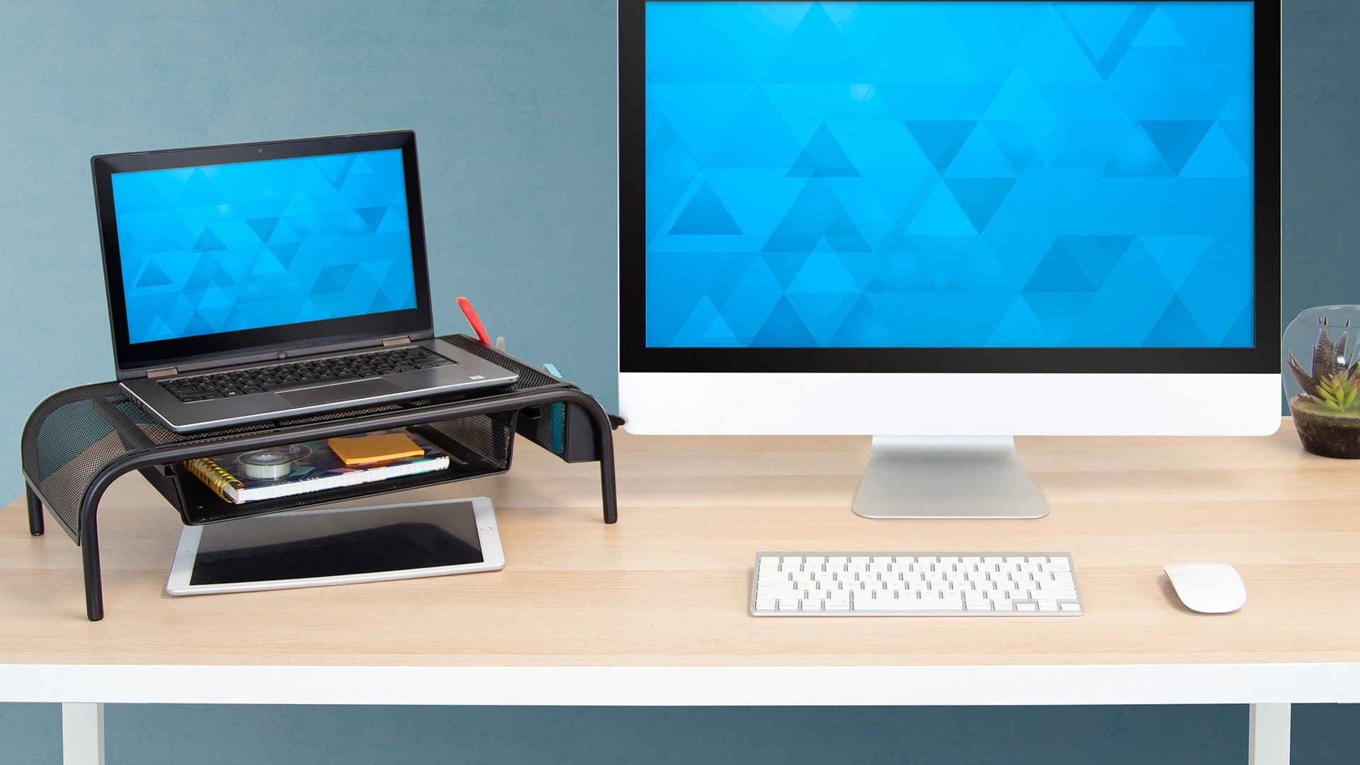 Mount-It! Metal Mesh Computer Monitor Stand with Pullout Drawer