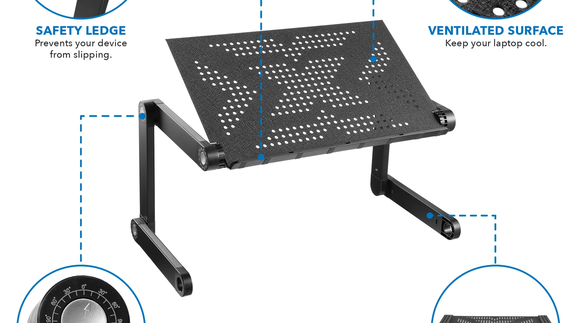 Mount-It! Height Adjustable Laptop Tray: Vented Laptop Stand