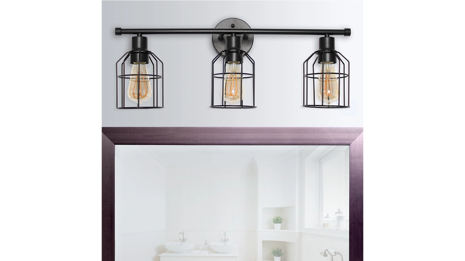 3 Light Industrial Wired Vanity Light