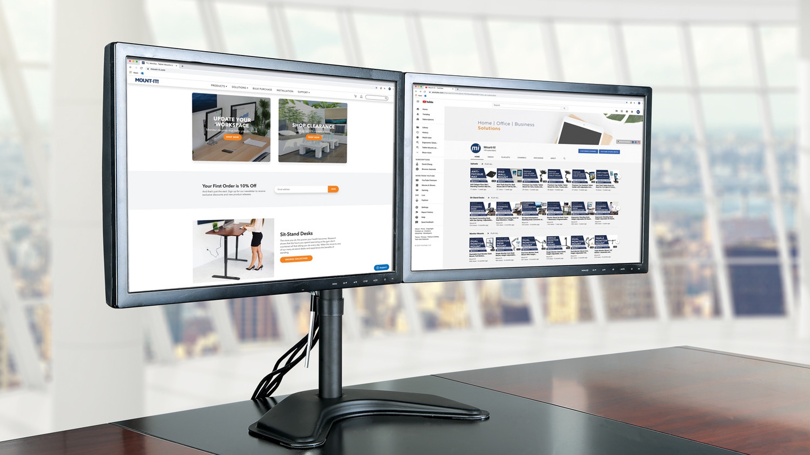 Mount-It! Dual Monitor Desk Stand