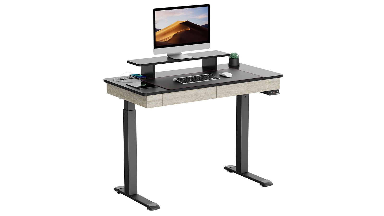 Eureka Electric Standing Desk With Double Drawers and Monitor Stand