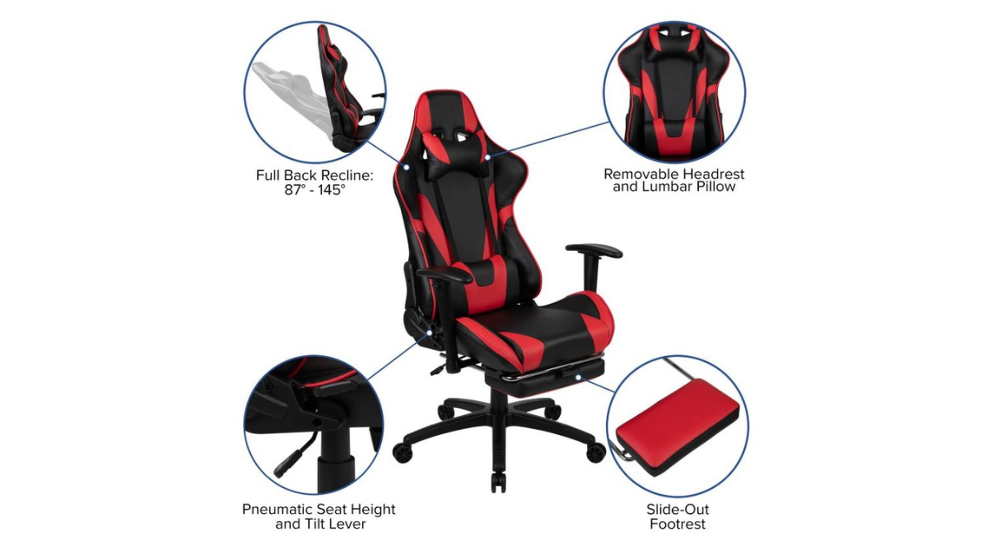 X30 Gaming Chair Reclining Back and Slide-Out Footrest