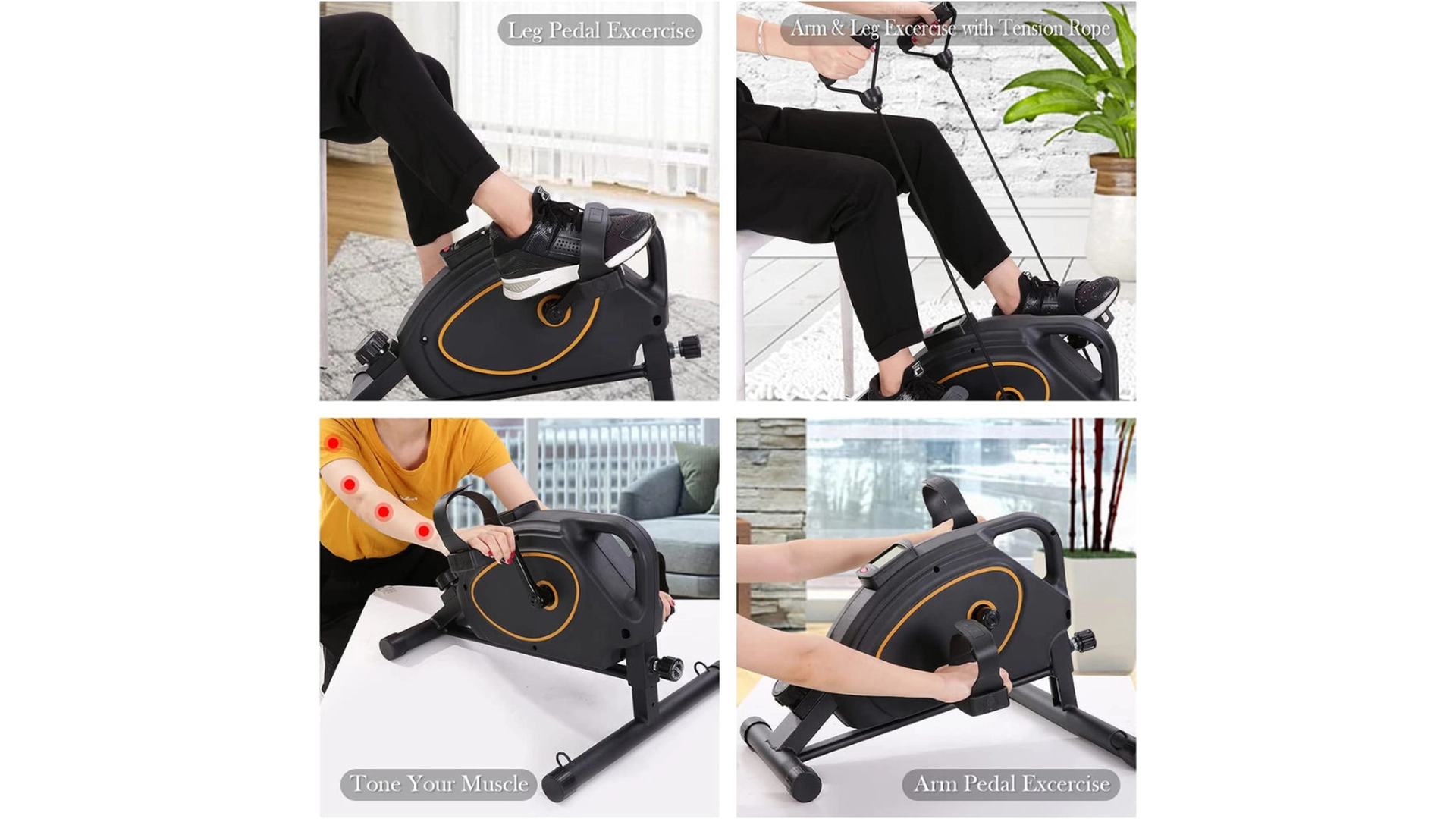 Under Desk Exercise Bike with Adjustable Magnetic Resistance
