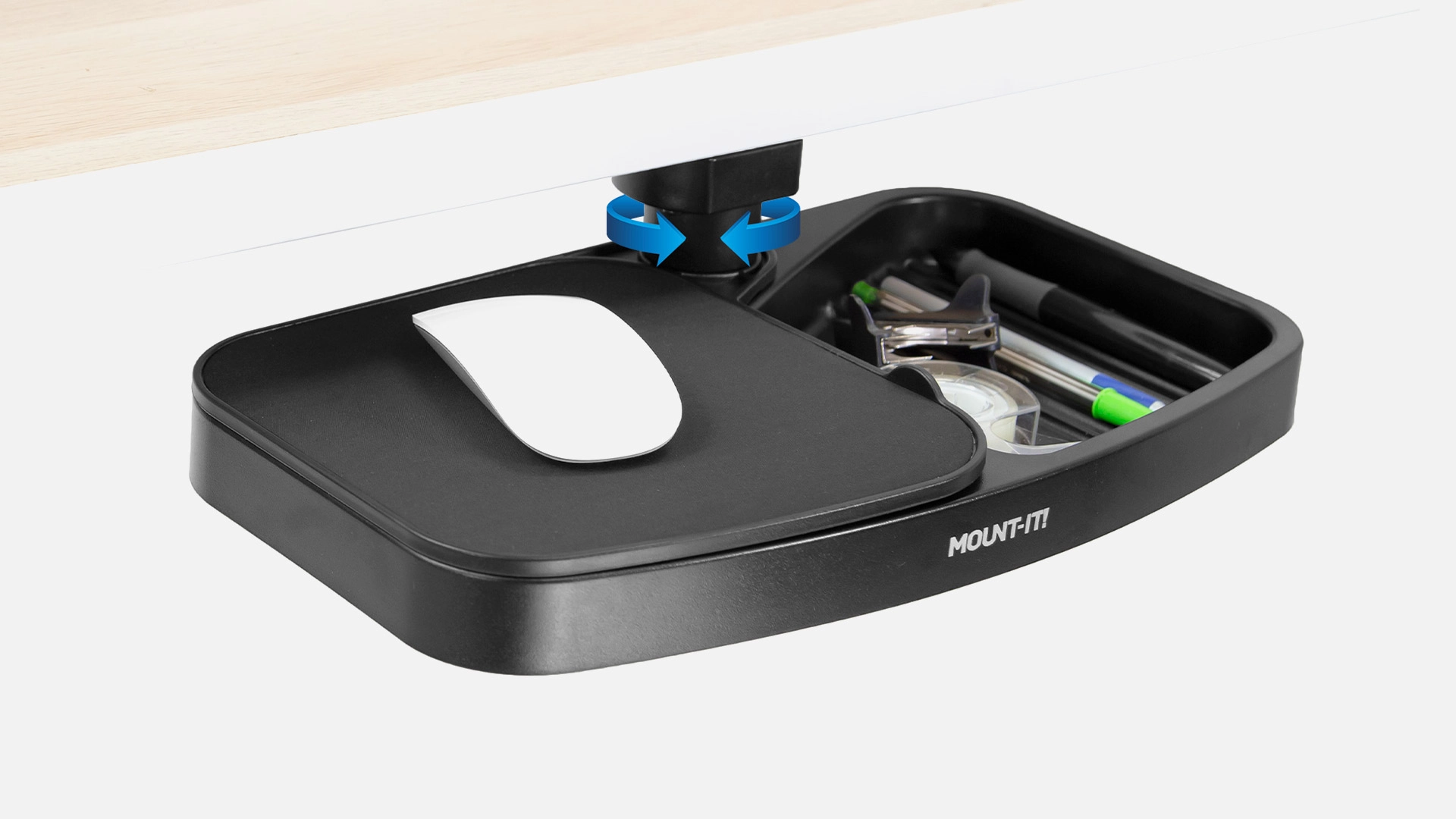 Mount-it! Under Desk Swivel Storage Tray with Mouse Pad