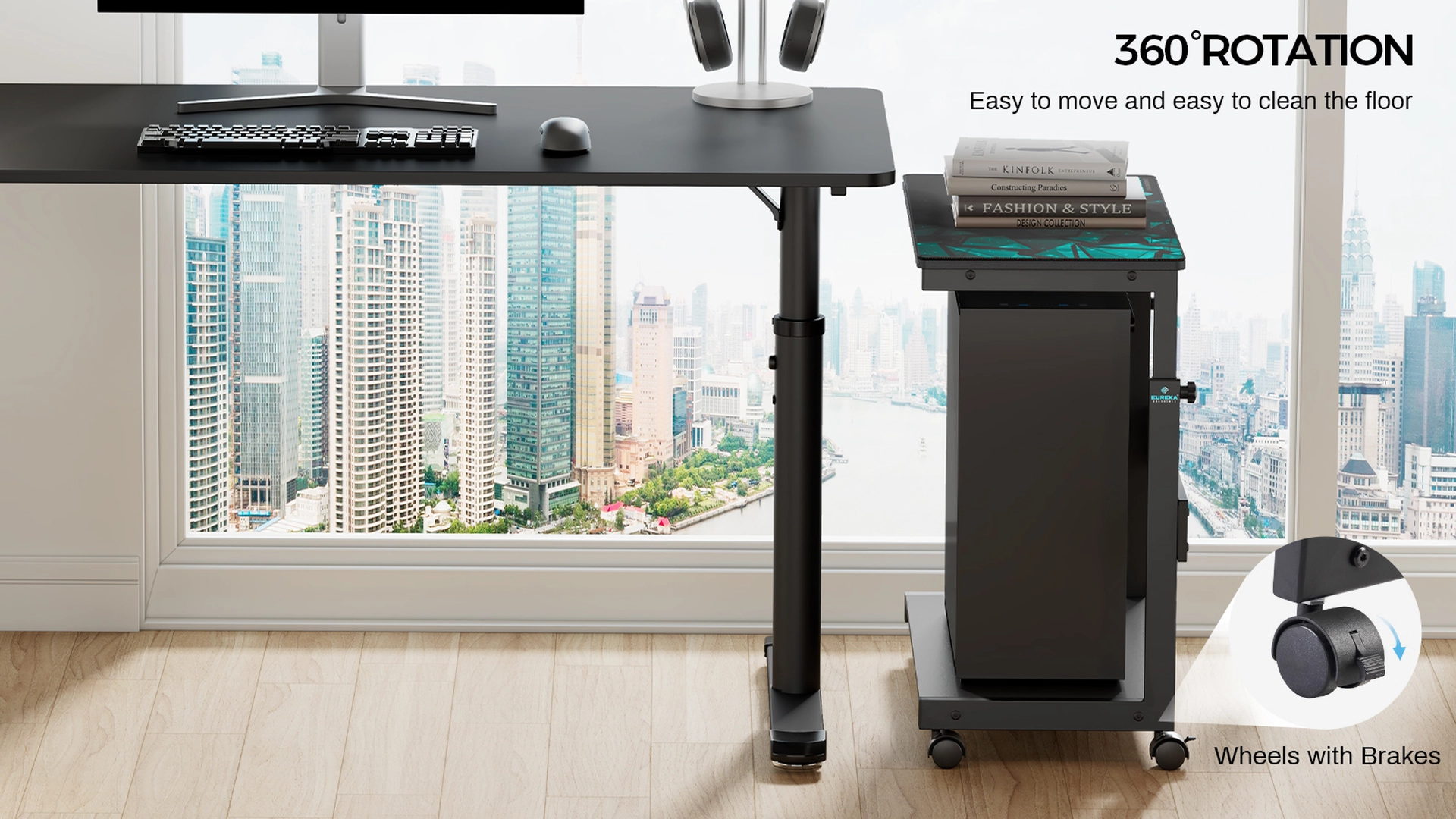 EUREKA ERGONOMIC Desk Mobile CPU Holder Cart: Height Adjustable